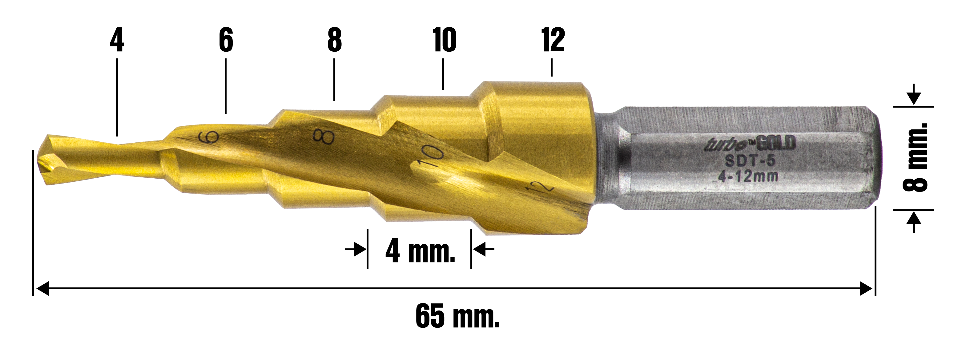 Step Drills M2-AL (HSS) with TiN Coating Spiral Fluted | Tooling Superstore